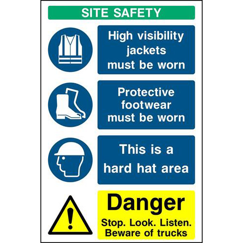 Multi Message Site Safety Signs - Foamex Board Printing UK